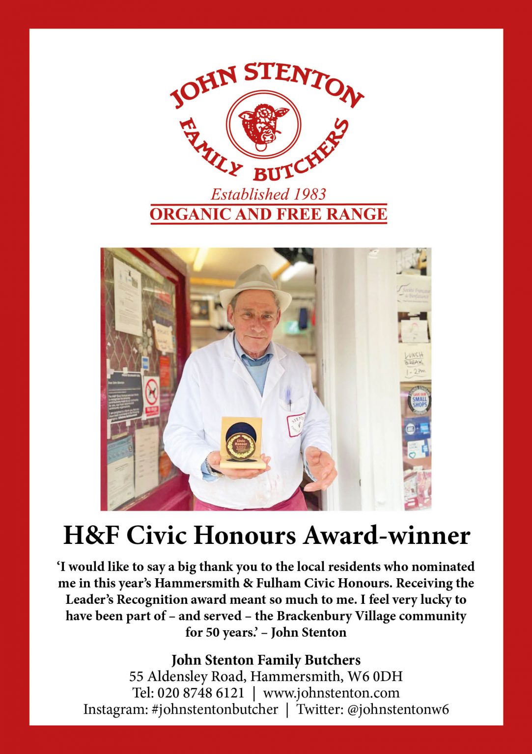 JOHN STENTON | Butcher – Serving London For 50 Years